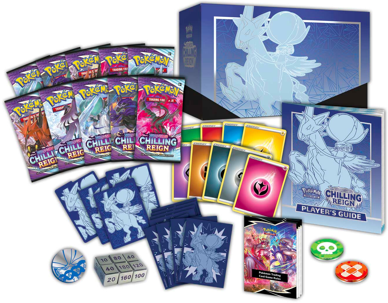 File:SWSH6 Ice Rider Calyrex Pokémon Center Elite Trainer Box Contents ...